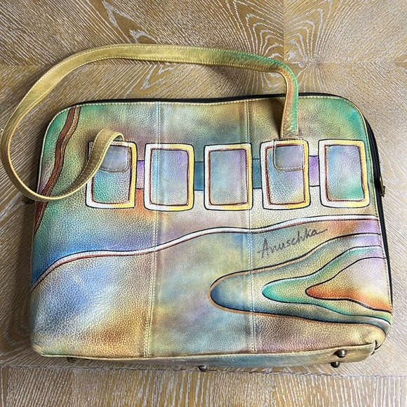 Anuschka | Bags | Anuschka Hand Painted Leather Laptop Bag | Poshmark